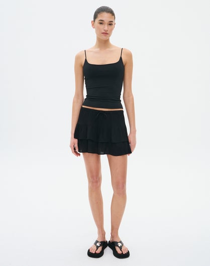 Low Rise Tiered Mini Skort in Black | Glassons AU