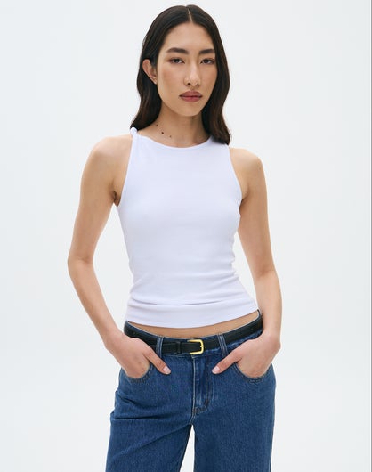 Cotton Twist Detail Tank in White | Glassons AU