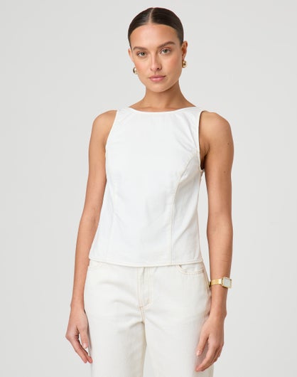 Denim Backless Tank Top in Milan Milk | Glassons