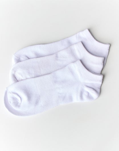 Cotton 3 Pack Ankle Sock in White | Glassons