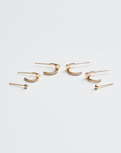 Nail Hoop And Stud Earring Pack in Gold | Glassons US
