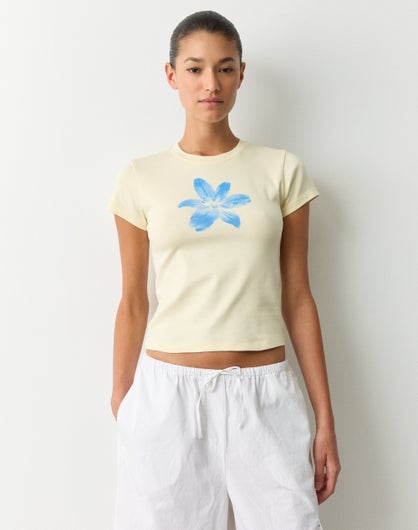 Cotton Basic Tee in Dusty Ocean Lucky Lily | Glassons