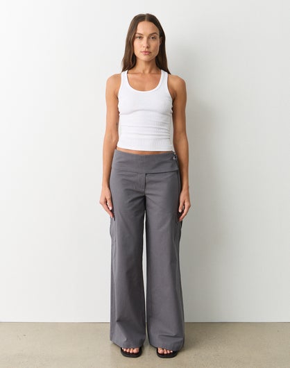 Low Rise Tie Detail Cargo Pant in Smoke Show | Glassons AU