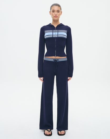 Low Rise Knit Pant in Midnight Cristina Stripe | Glassons AU