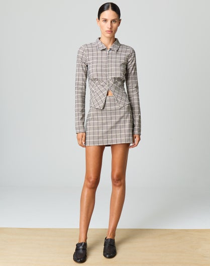 Print Mini Skirt in Charlie Check | Glassons