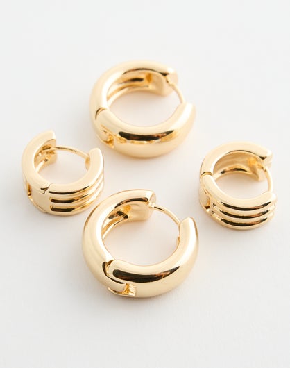 Chunky Hoop Pack in Gold | Glassons
