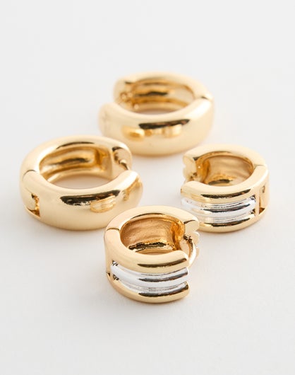 Chunky Hoop Pack in Gold X Silver | Glassons AU