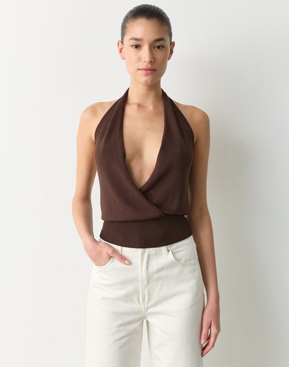 Knit Draped Halter Top in Fudge Fantasy | Glassons AU
