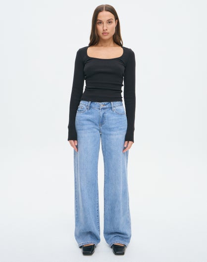 Low Rise Relaxed Straight Leg Jean in Bentley Blue Wash | Glassons