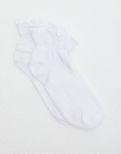 Frill Top Ankle Sock in White | Glassons