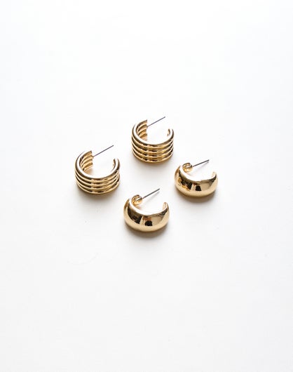 Double Chunky Hoop Earring Pack in Gold | Glassons AU