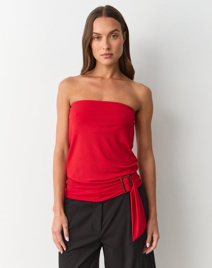 Tort Buckle Strapless Top in Cherry Girl X Tort | Glassons