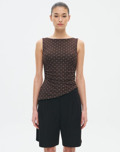 Asymmetrical Ruched Tie Top in Maria X Fudge X Sand | Glassons SG