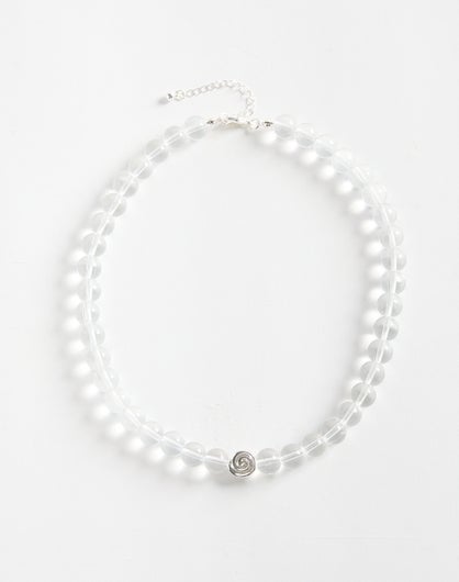 Beaded Necklace in Clear X Silver | Glassons AU