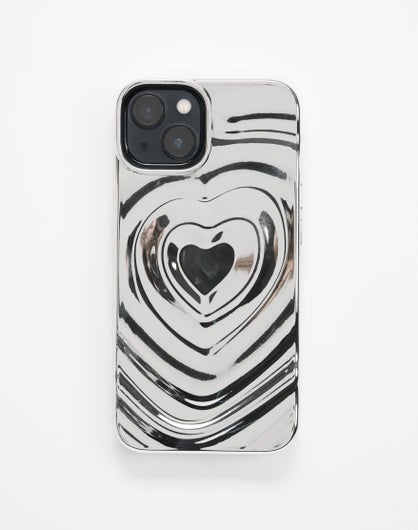 Metallic Heart Iphone Case in Silver X Ripple Heart | Glassons AU