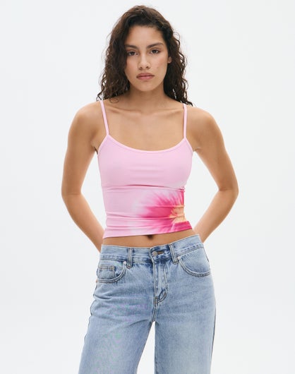 Thin Strap Mesh Print Tank in Blooming Poppy | Glassons US