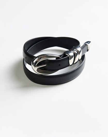 Classic Hoop Statement Belt in Black X Silver | Glassons