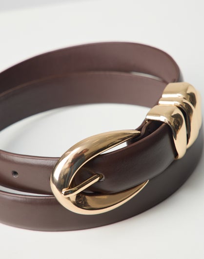 Classic Hoop Statement Belt in Brown X Gold | Glassons