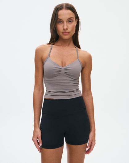Active Seamless Ruched Halter Top in Rocky Shores | Glassons
