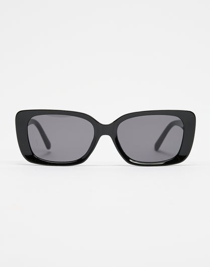 Thick Rectangle Frame Sunglasses in Black | Glassons
