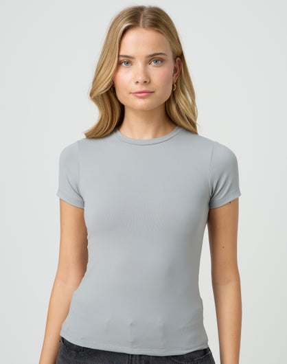 Supersoft Longline Tee in Grey Slay | Glassons