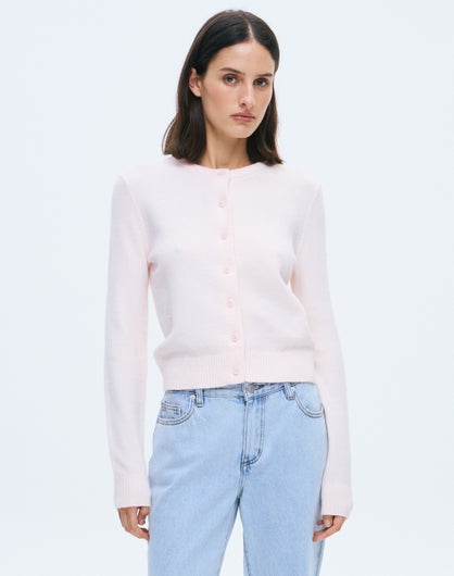 Button Up Knit Cardigan in Fairy Pink | Glassons SG