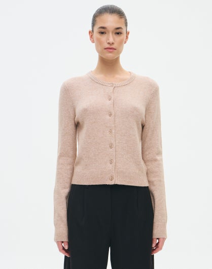 Button Up Knit Cardigan in Neutral Marle | Glassons