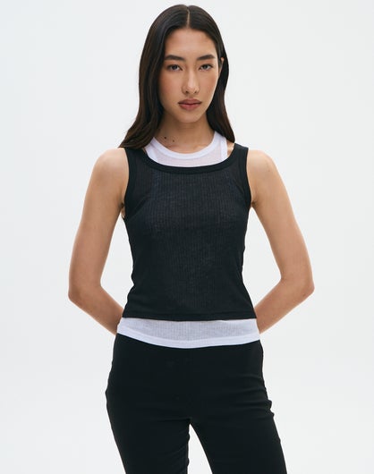 Layered Tank Top in Black X White | Glassons AU