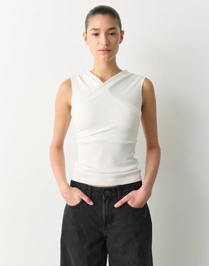 Wrap Knit Top in Milk | Glassons