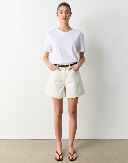 High Rise A Line Denim Short in Milan Milk | Glassons AU