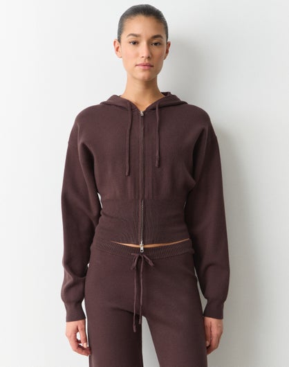 Zip Up Crop Knit Hoodie in Fudge Fantasy | Glassons AU