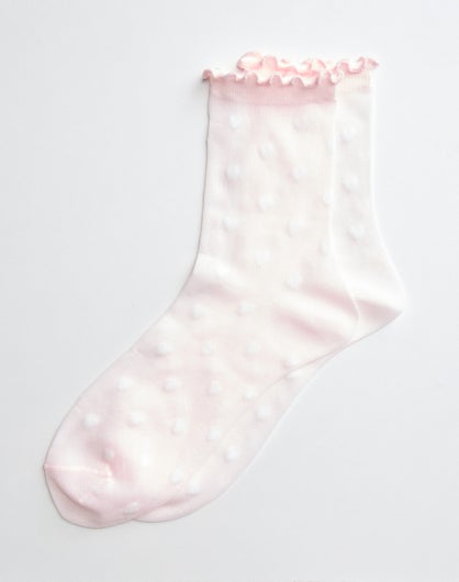 Mesh Frill Sock in Baby Pink X White | Glassons US