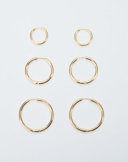 Three Hoop Earring Pack in Gold | Glassons AU