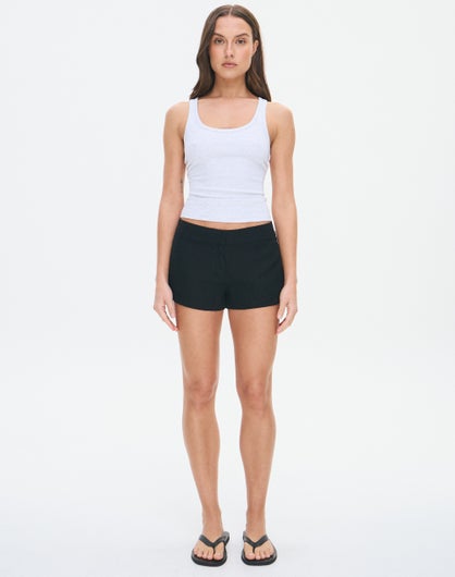 Linen Blend Tailored Micro Short in Black | Glassons AU