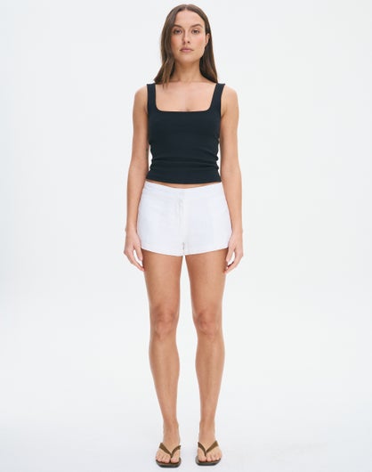 Linen Blend Tailored Micro Short in White | Glassons AU