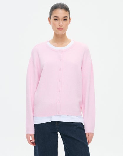 Oversized Button Up Knit Cardigan in Crystal Candy Marle | Glassons