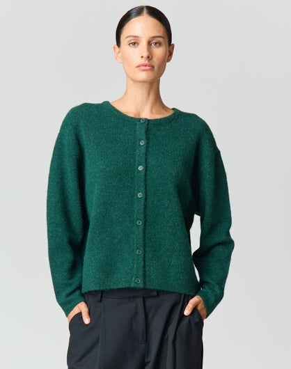 Oversized Button Up Knit Cardigan in Reign Forest | Glassons