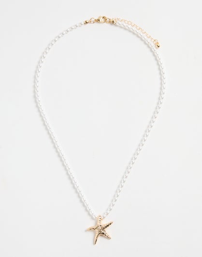 Pearl Starfish Pendant Necklace in Pearl X Gold | Glassons AU