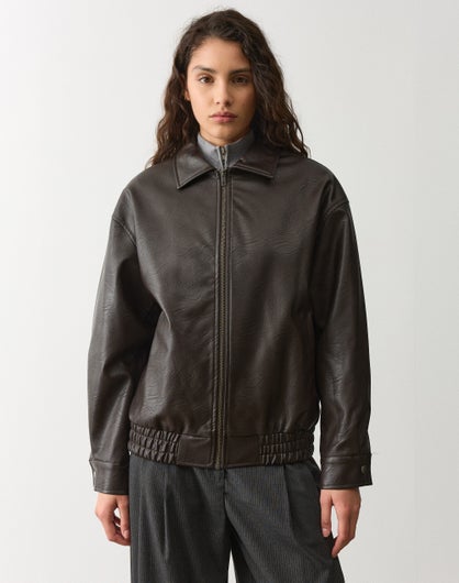 Oversized Faux Leather Jacket in Molecule | Glassons