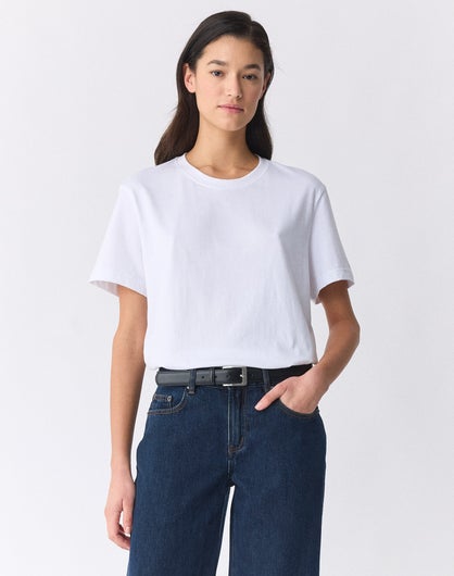 Organic Cotton Oversized Boxy Tee in White | Glassons