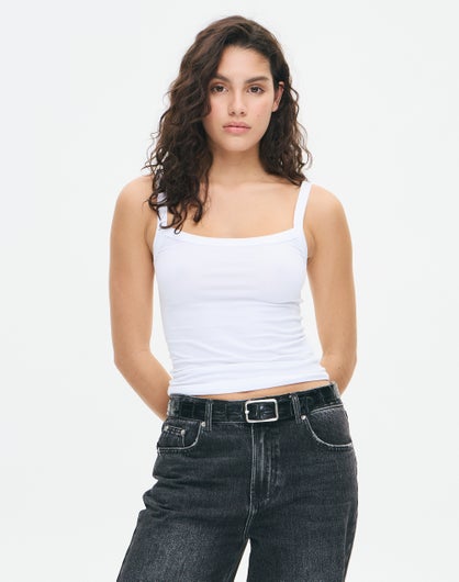 Rib Tank Top in White | Glassons US