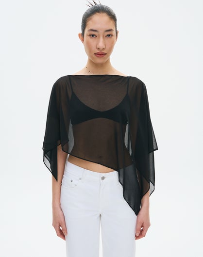 Chiffon Poncho in Black | Glassons US