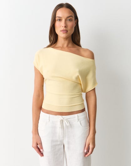 Off Shoulder Knit Top in Summer Sun | Glassons US