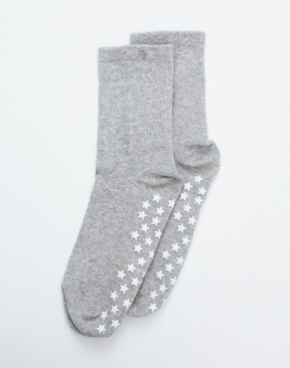 Pilates Grip Socks in Grey Marle X White Star | Glassons AU
