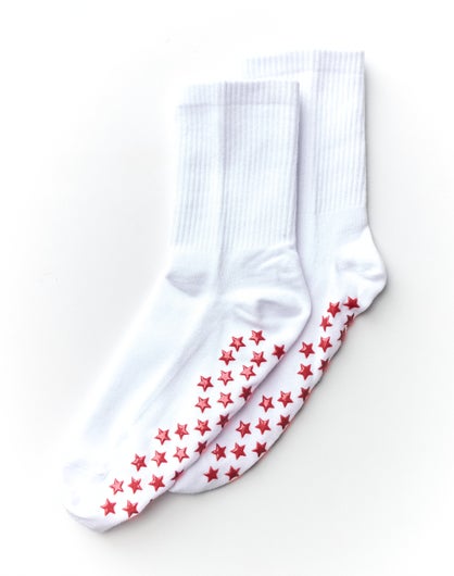 Pilates Grip Socks in White X Electric Star | Glassons AU