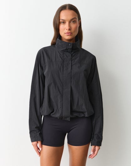 Funnel Neck Windbreaker Jacket in Black | Glassons AU