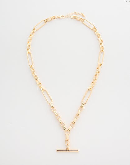 Link T Bar Chain Necklace in Gold | Glassons