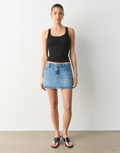 Low Rise Denim Mini Skirt in Riley Vintage Wash | Glassons