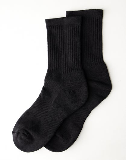 Ribbed Crew Sock in Black | Glassons