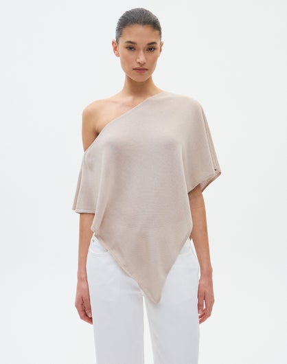 Knit Poncho in Solid Sand | Glassons AU